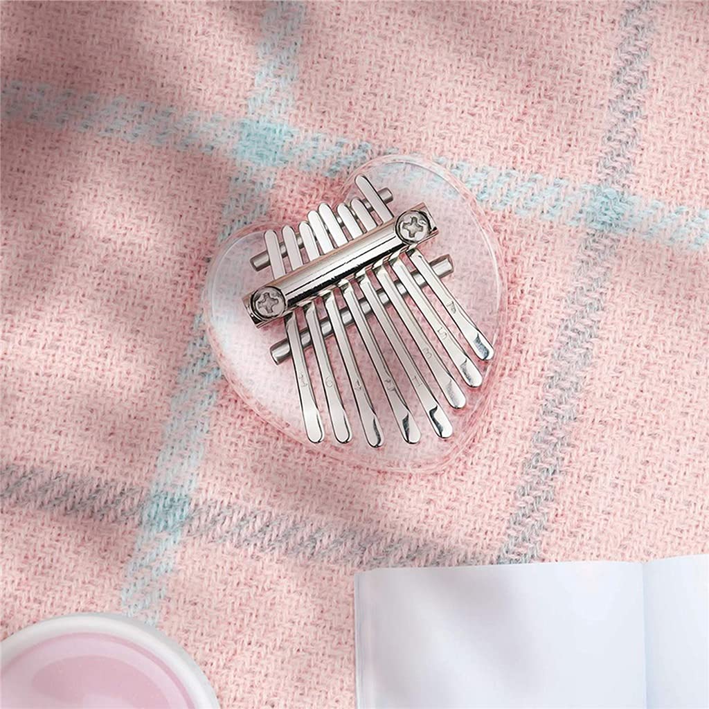 WSJIE Portable Thumb Piano Crystal Musical Instrument Clear Mini Finger 8 Keys for Music Lovers Playing Accessories