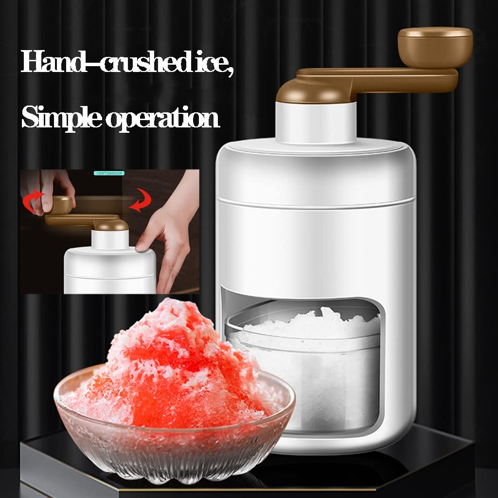 Shaved Ice Snow Cone Machine Portable Ice Crusher Manual Crushed Ice Crusher Shaver with Ice Bowl Ice Shaver Machine for Home Use,Slushie Machine with Ice Cube Tray