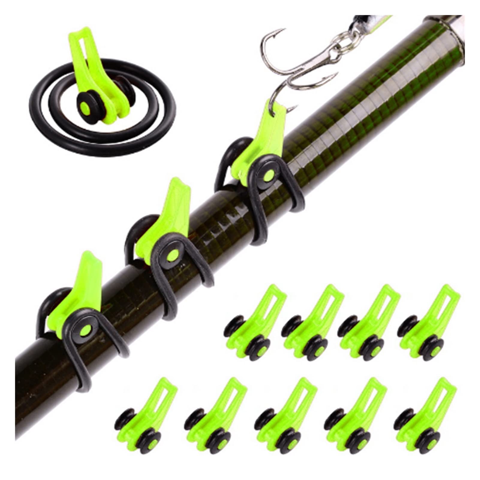 VSOLS 10pcs/lot Fishing Rod Pole Hook Keeper Bait Lure Accessories Jig Hooks Holder Fishing Tool (Color : Black)