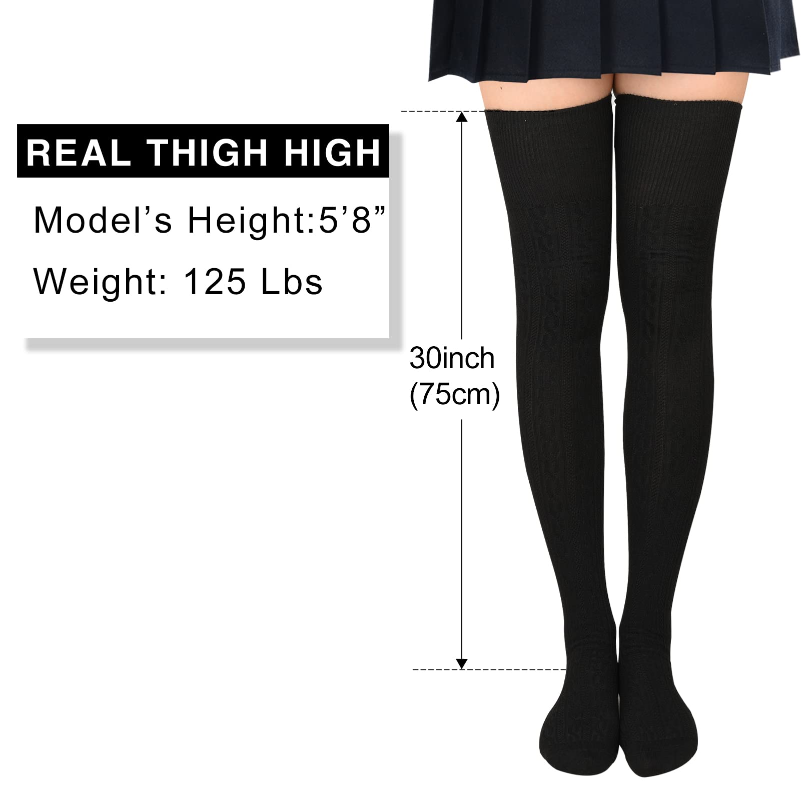 UXQEJO Knee High Socks for Women Thigh High Long Sock Over Knee Knit Stockings Tall Leg Warmers
