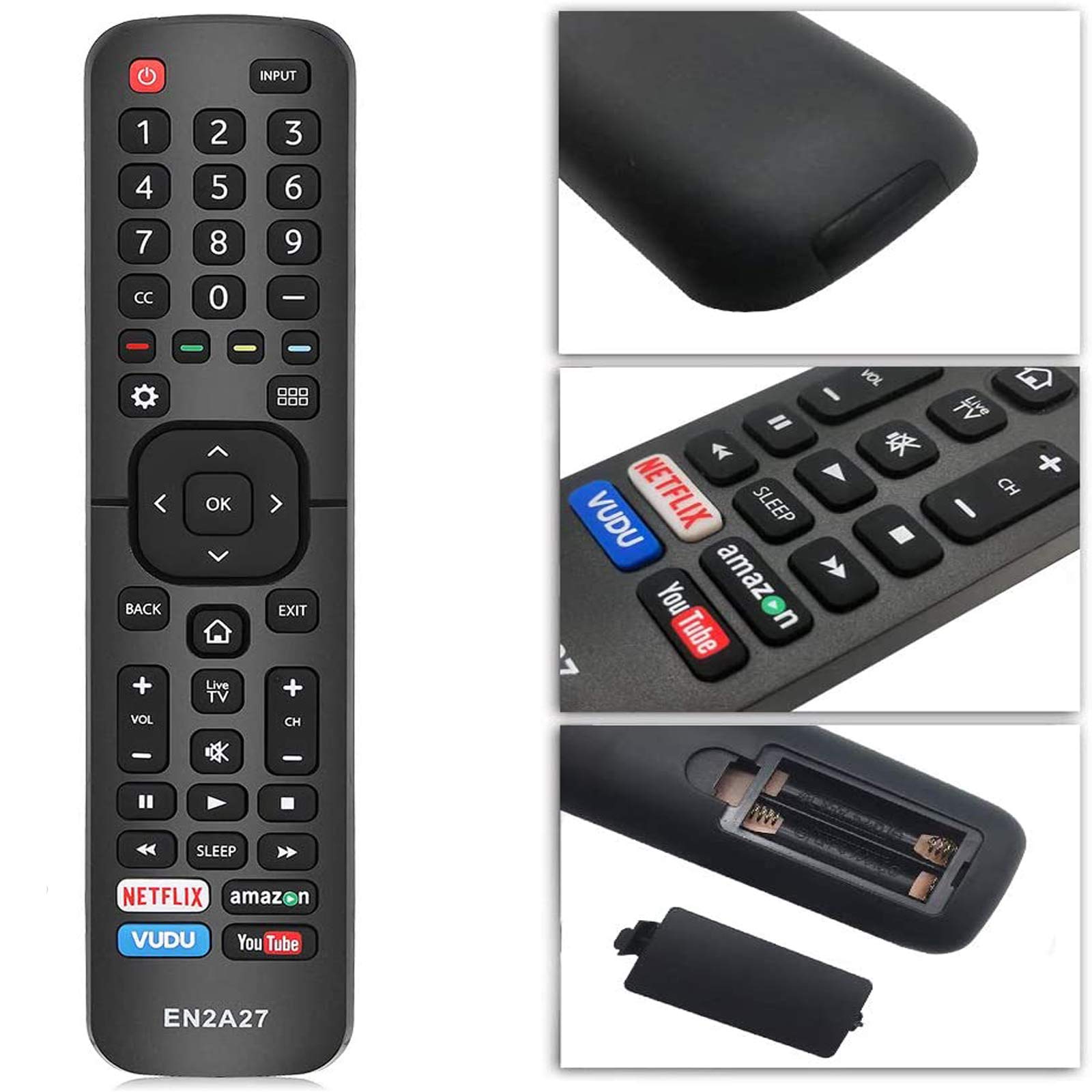 Universal Remote Control for Hisense LED HDTV TV HD Smart TV Remote. It is Equipped with Netflix, Amazon, Vudu and YouTube Buttons