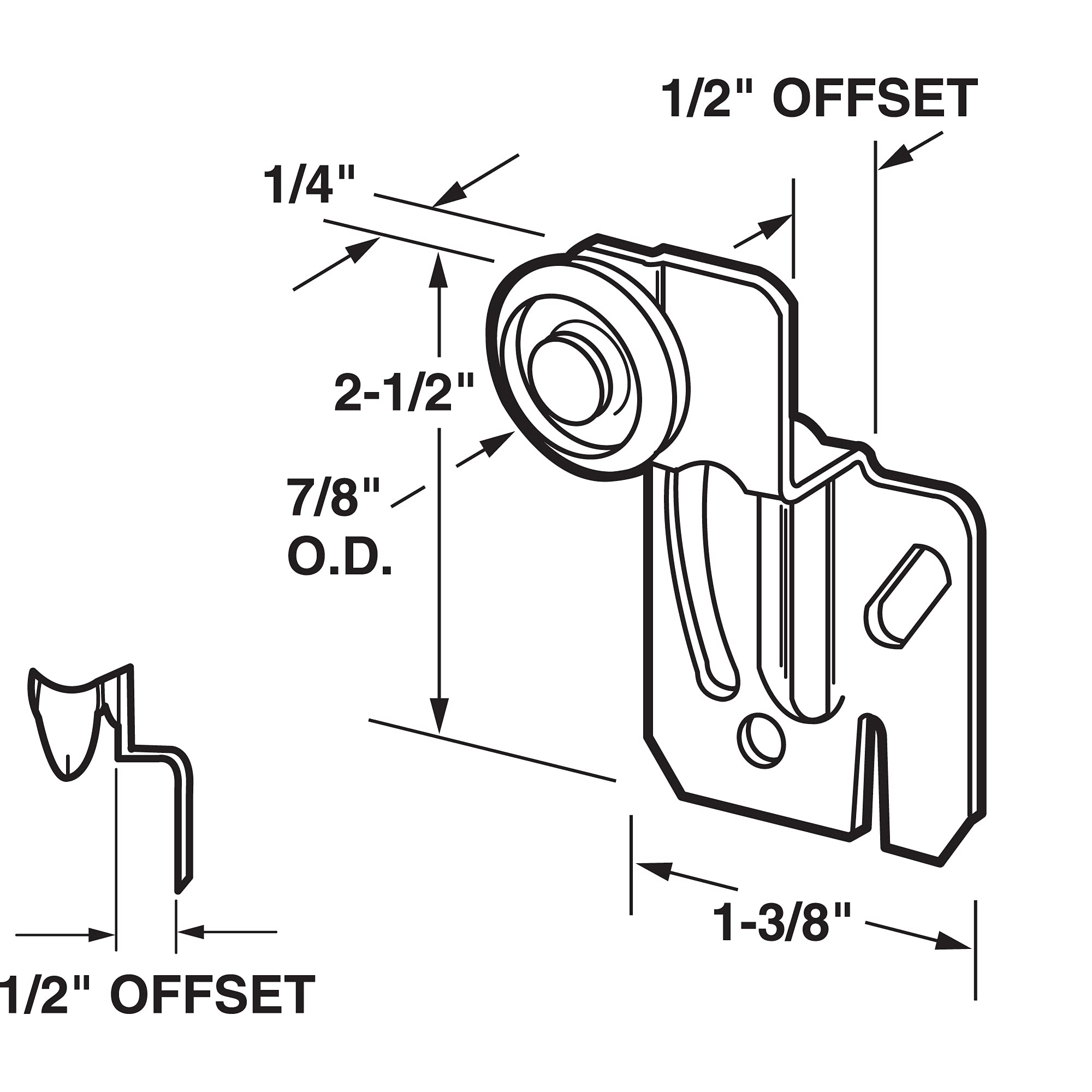 Prime-Line MP6501 Closet Door Roller with 1/2 In. Offset and 7/8 In. Nylon Wheel (2 Pack) , Zinc