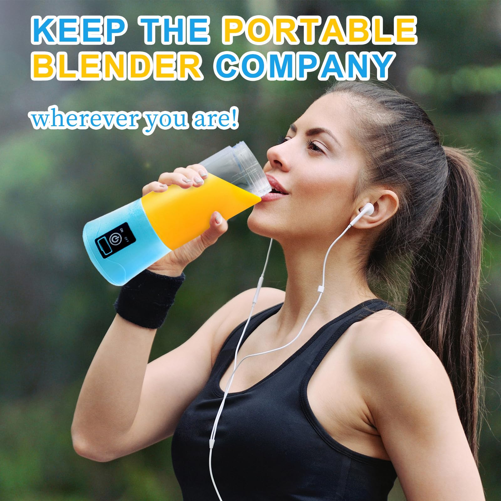 Portable Blender,Personal Blender for Shakes and Smoothies,Personal Size Blenders with USB Rechargeable Mini Fruit Juice Mixer, Mini Juicer Smoothie Blender Bottles Travel 380ML,Blue