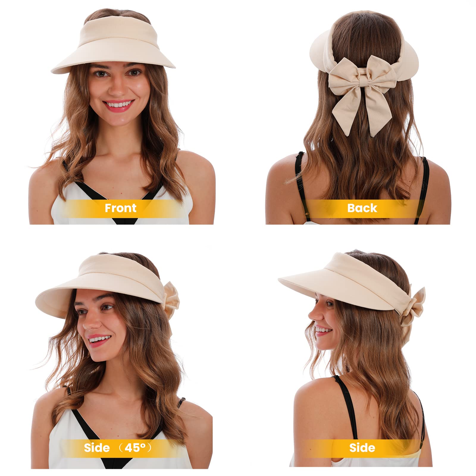 Simplicity Womens Beach Hat UPF 50+ UV Protection Wide Brim Hats for Women Sun Visors for Women, Black No Bow