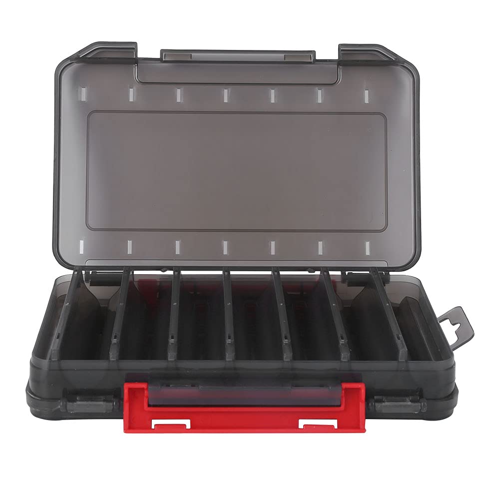 Yeuipea Fishing Tool Storage Box, Multifunction PVC Double Layer Lure Tool Storage Box Fishing Bait Accessory Gray(A)