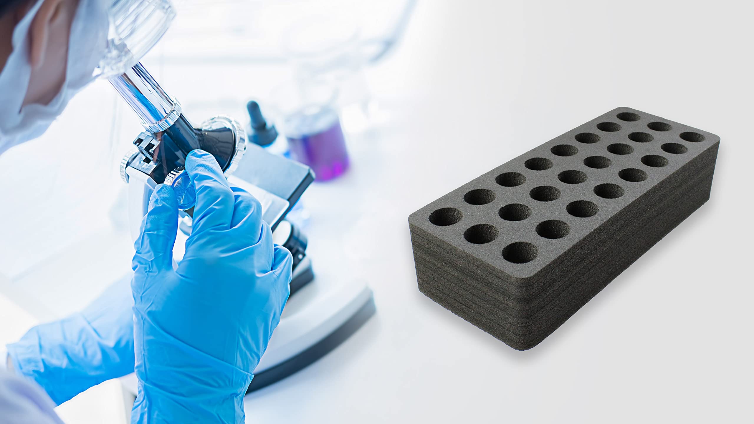 Polar Whale 2 Test Tube Freezer Racks Durable Black Foam Storage Holder Organizer Stand Transport Holds 24 Tubes Fits up to 30mm Diameter