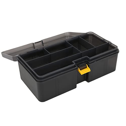 Yeuipea Fishing Tackle Accessory Box, Fishing Bait Storage Box Double Layer Multifunctional Plastic Fishing Tackle Accessory Box