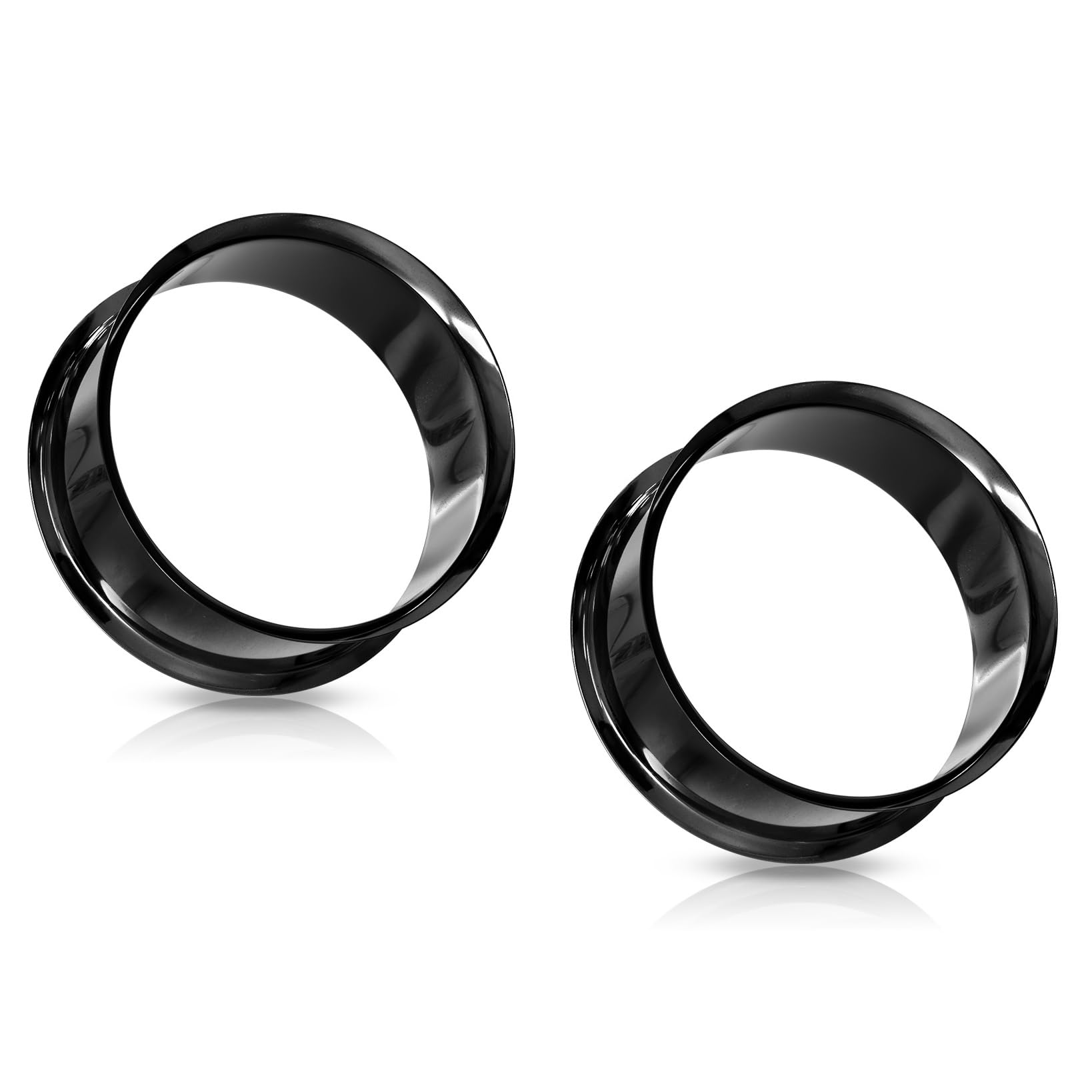 Pierced Owl Black Double Flared Tunnel Plugs in 316L Surgical Steel with Titanium IP, Sold as a Pair (25mm (1"))