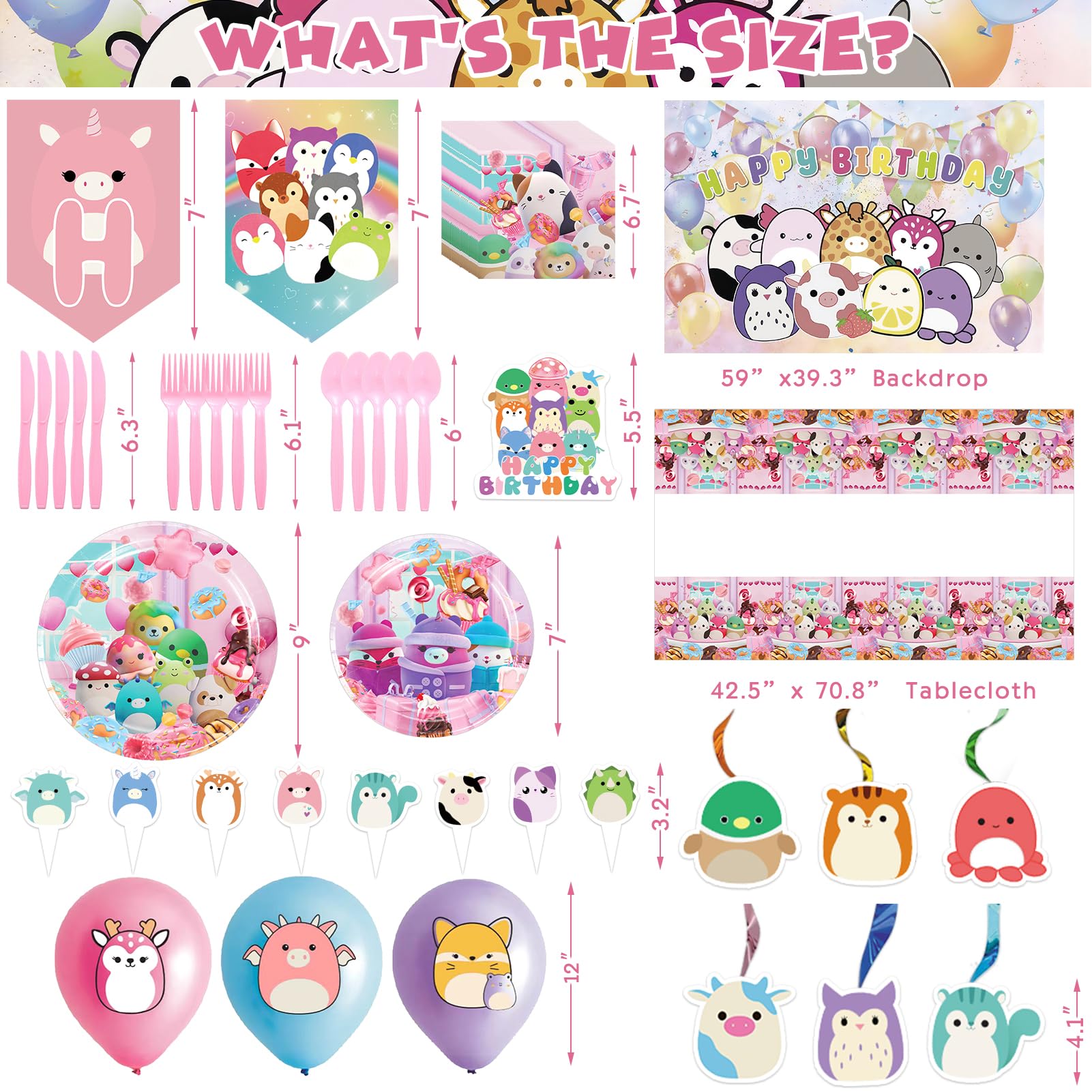 π’πΊπΎπ²πΌπ±πΆπͺπ΅π΅πΈππΌ Birthday Party Supplies - 151Pcs π’πΊπΎπ²πΌπ±πΆπͺπ΅π΅πΈππΌ Birthday Decorations include Banner Tablecloth Backdrop Ballons Cupcake Cake Toppers Tableware Hanging Swirls