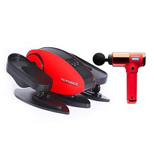 VX-Power Seated Elliptical Bike Pedal Exerciser for Leg Workout with Mini Massage Gun Deep Tissue Percussion for Pain Relief Device β Bundle