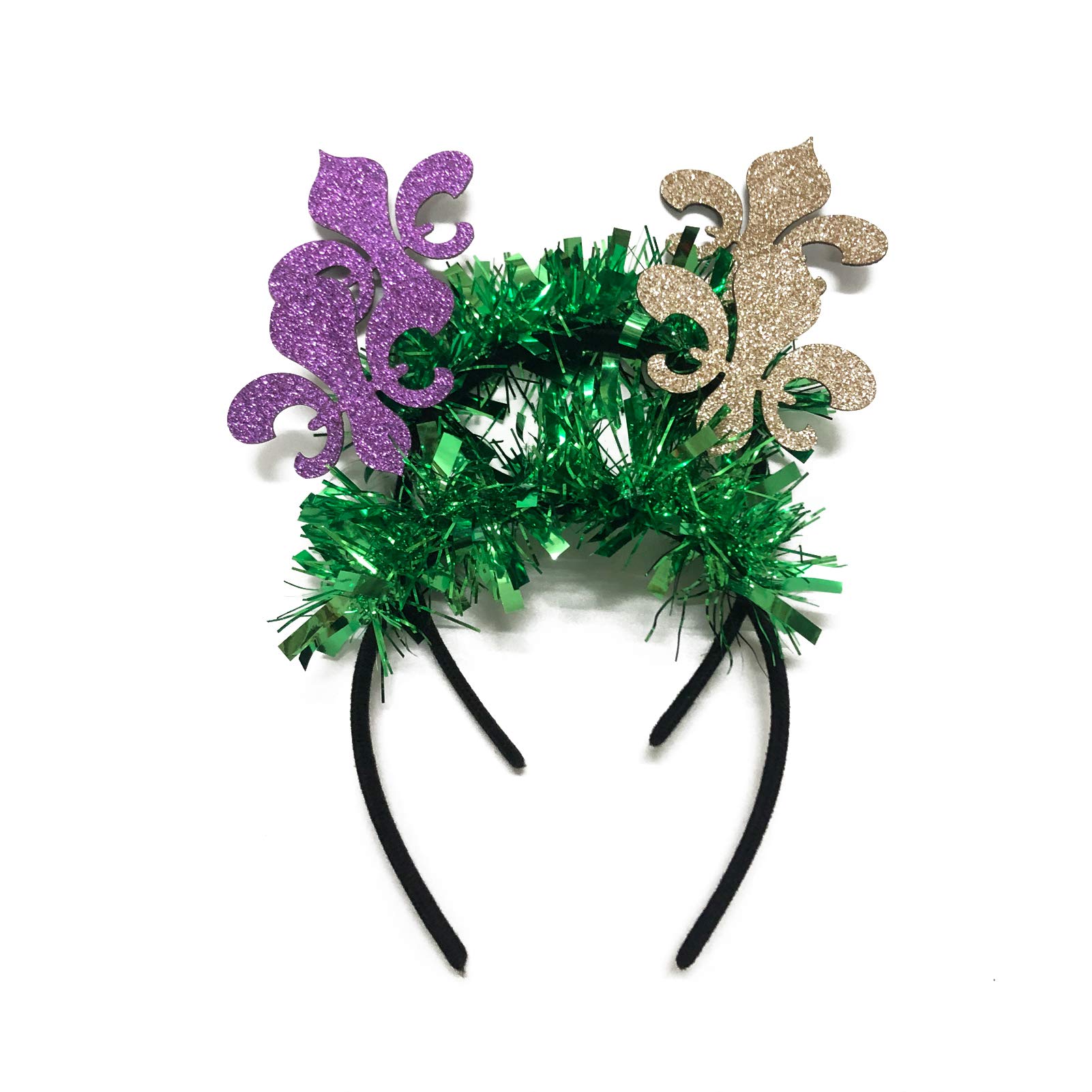SSTX 2 Pack Mardi Gras Headbands Sequin Stretchy Glitter Headbands for Carnival Party Costume(Classic)