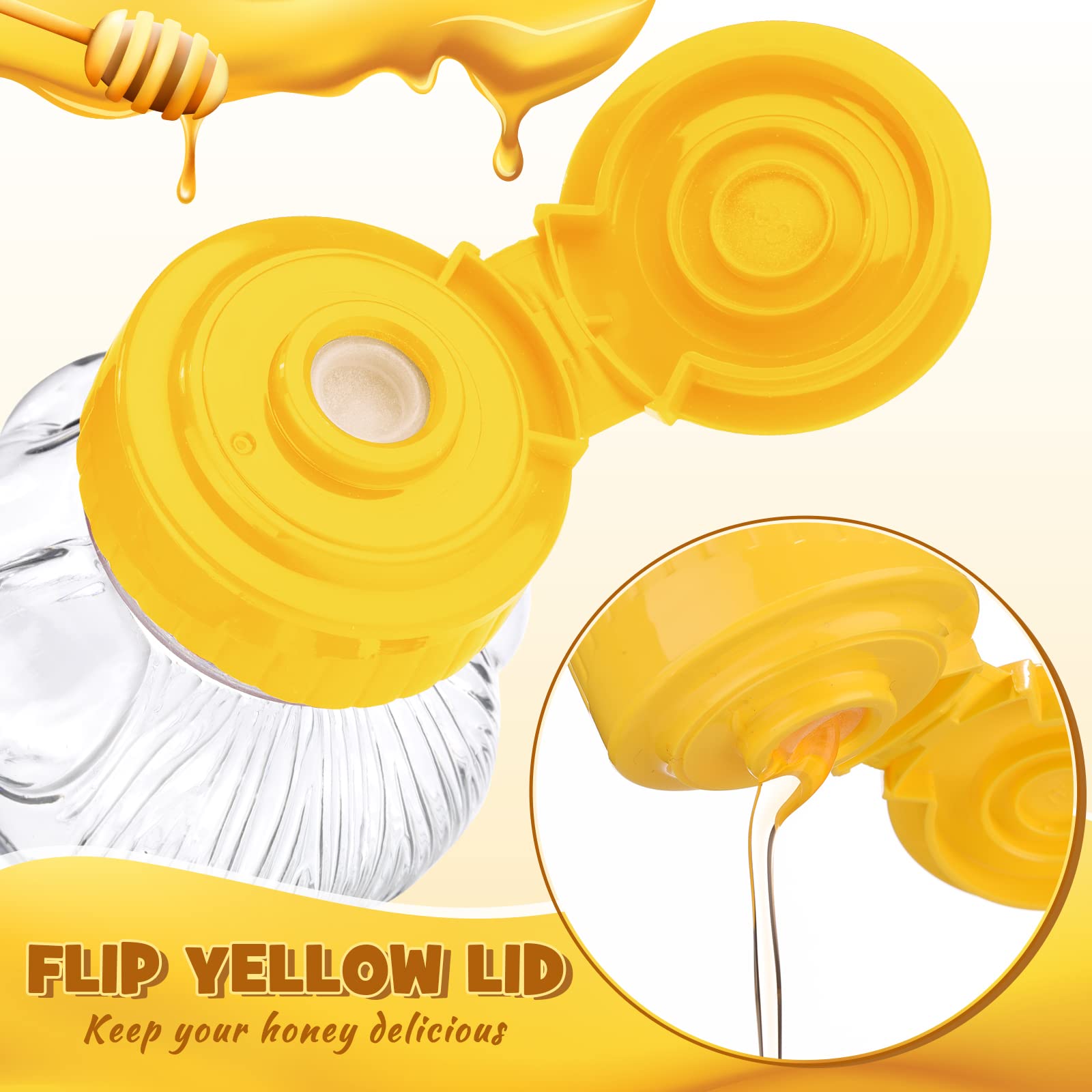 Thenshop 48 Pcs 8oz Plastic Honey Bear Bottle Empty Honey Squeeze Bottle Bear Shaped Honey Containers Honey Bear Cup Bear Honey Bottle Jars with Yellow Flip Top Lid for Storing and Dispensing, Clear