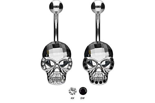 PIERCINGLINE 316L Surgical steel belly button ring with brass design SKULL 14G Navel Ring Belly Piercing