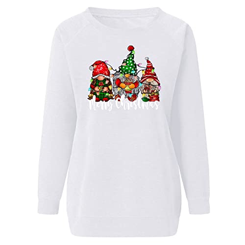 Womens Cute Christmas 3d Print Tops Autumn and Winter Fashion Pullover Long Sleeve Round Neck Sweatshirt