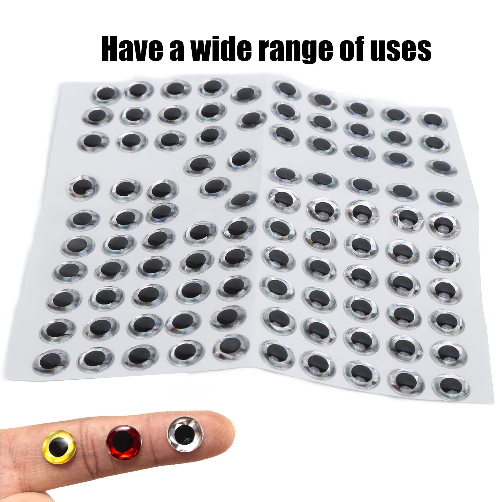 Yeuipea Fishing Lure Eyes,100Pcs Fish Eyes Stickers Artificial Simulation Fake Fishing Eyes Accessories for DIY Lures Making
