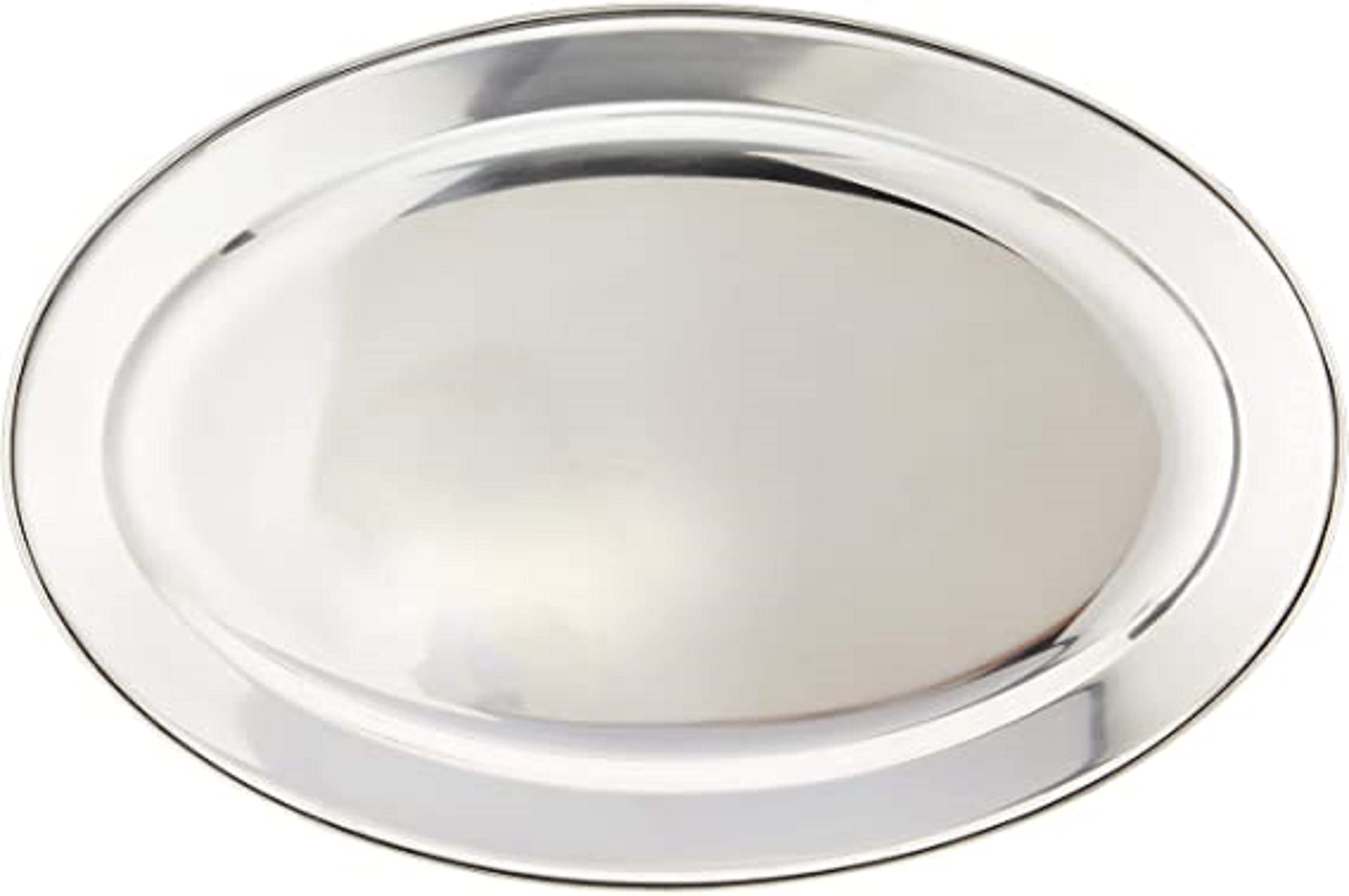 TrueCraftware Set of 2 Stainless Steel 24” Oval Platter- Serving Platters for Appetizer Snack Fruit Cup Cake Server Tray Display Serving Dishes for Entertaining