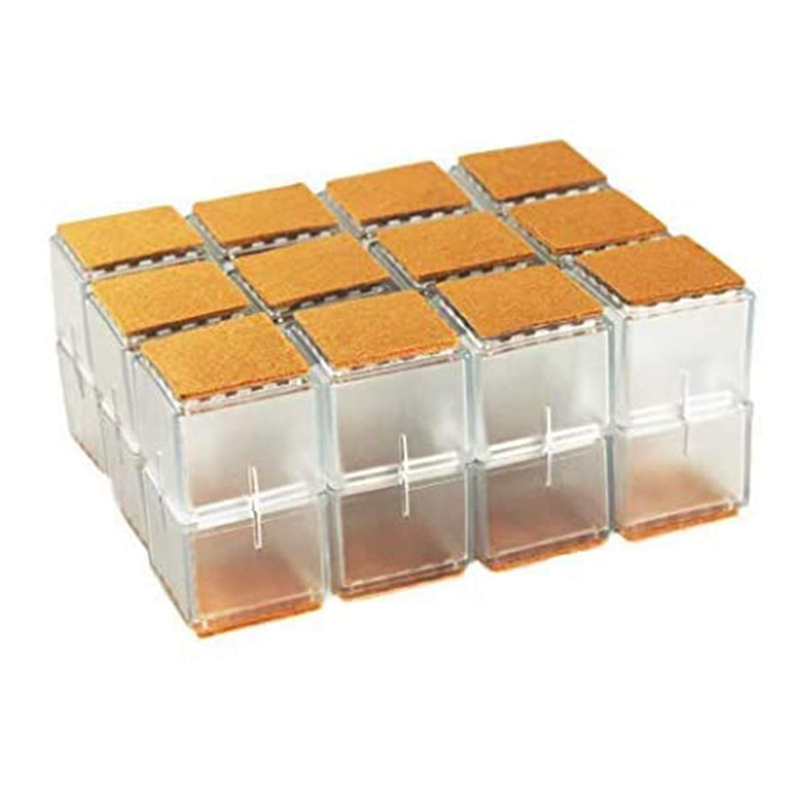 TEKEFT Chair Leg Wood Floor Protectors Flexible Silicone Square 1-1/8" to 1-3/8" Clear (24 pack）