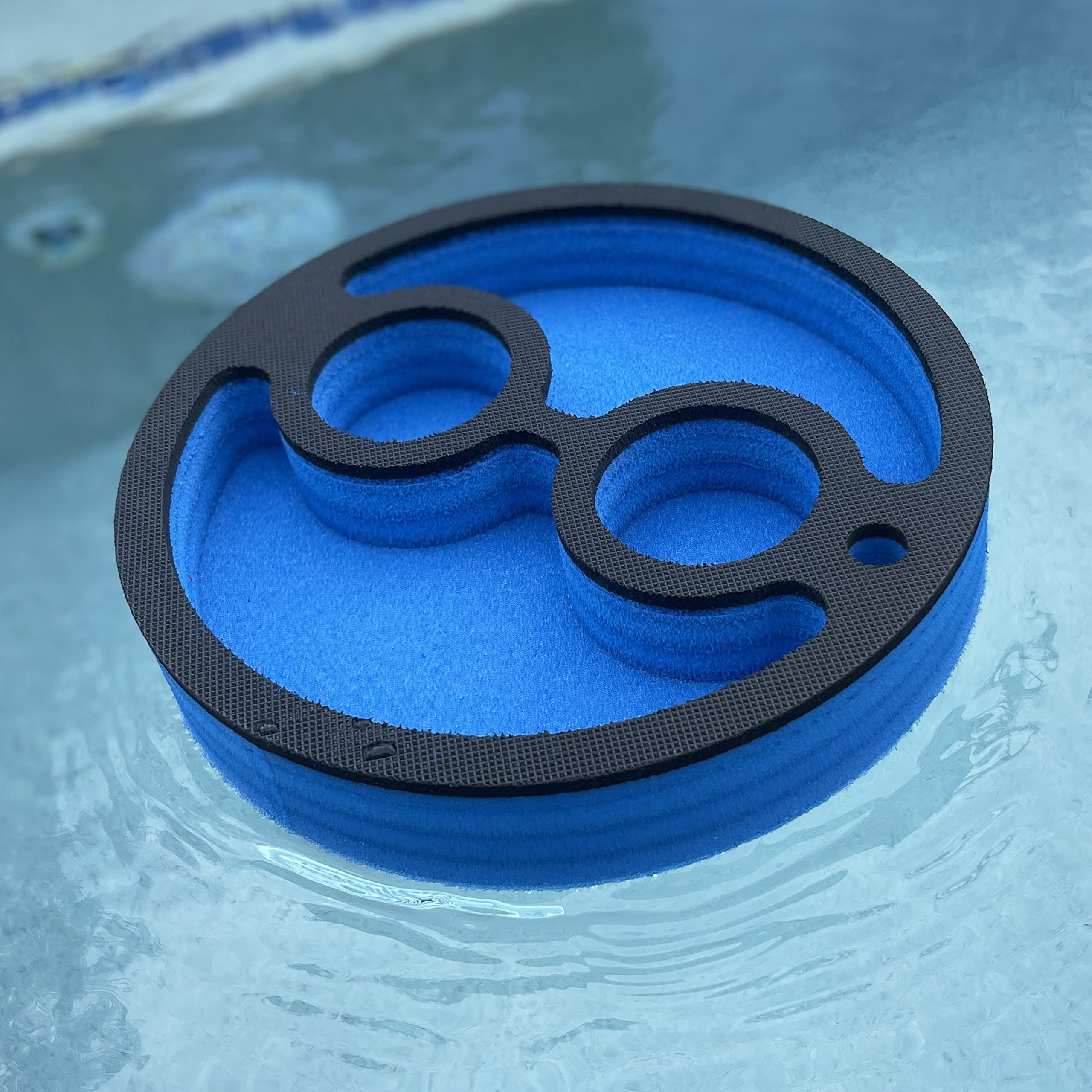Polar Whale Floating Blue and Black Round Spa Hot Tub Bar Drink and Snack Table Blue Refreshment Tray for Pool or Beach Party Float Food Lounge Durable Foam 11.75 Inches