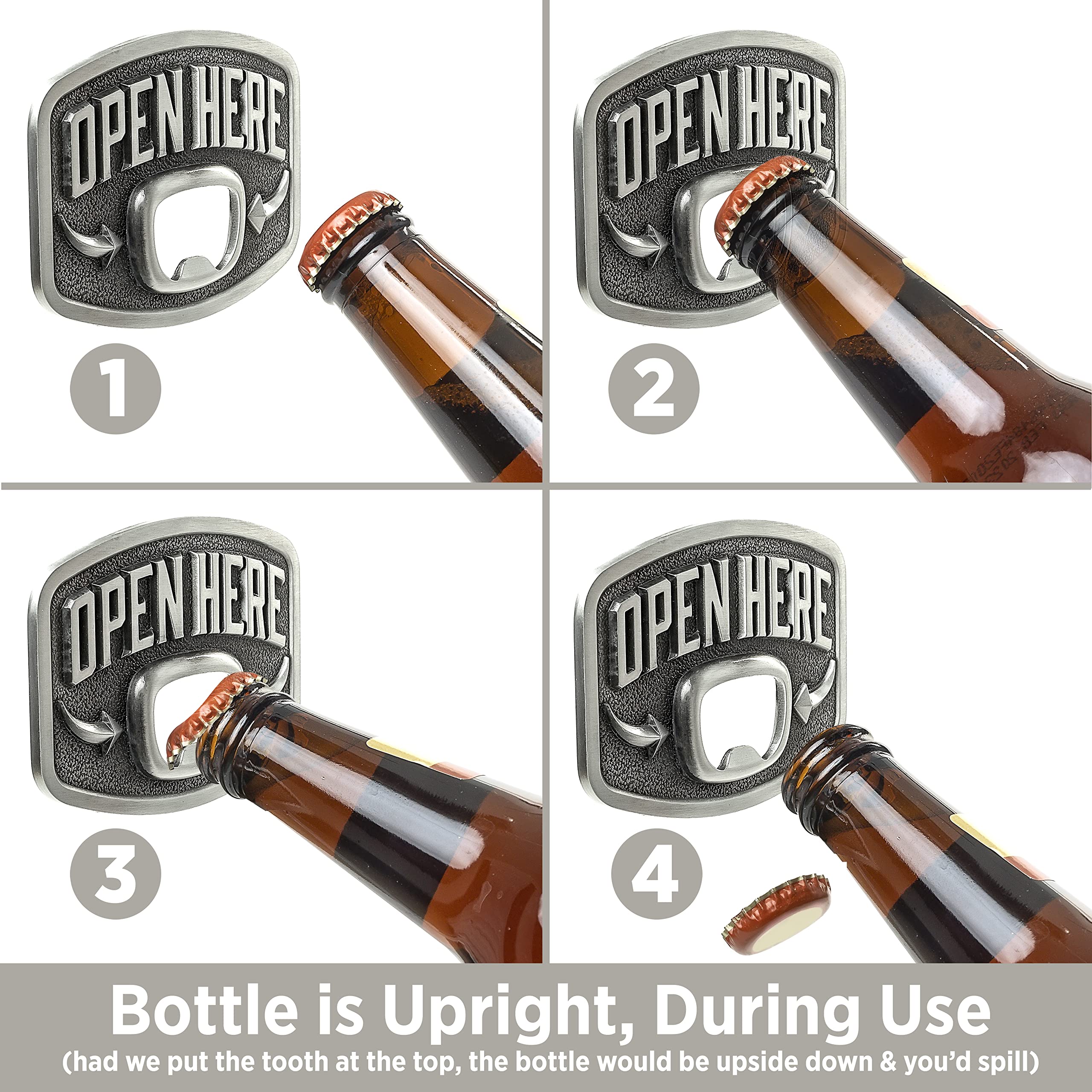 Western Beer Belt Buckle - Large, Texas Cowboy Style Bottle Opener Buckles For Men - Menβs Novelty Funny Gag Gift Belt Buckle That ππππ₯π₯π² ππ©ππ§π¬ ππ¨πππ₯ππ¬-Silver Chrome