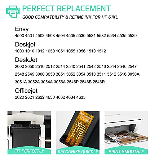 RETCH Remanufactured 61 XL Ink Cartridges Replacement for 61XL 61 Works with Envy 4500 4502 5530 DeskJet 2540 2541 2546 2549 3050 3510 OfficeJet 2620 4630 4632 Printer (Black 2-Pack)