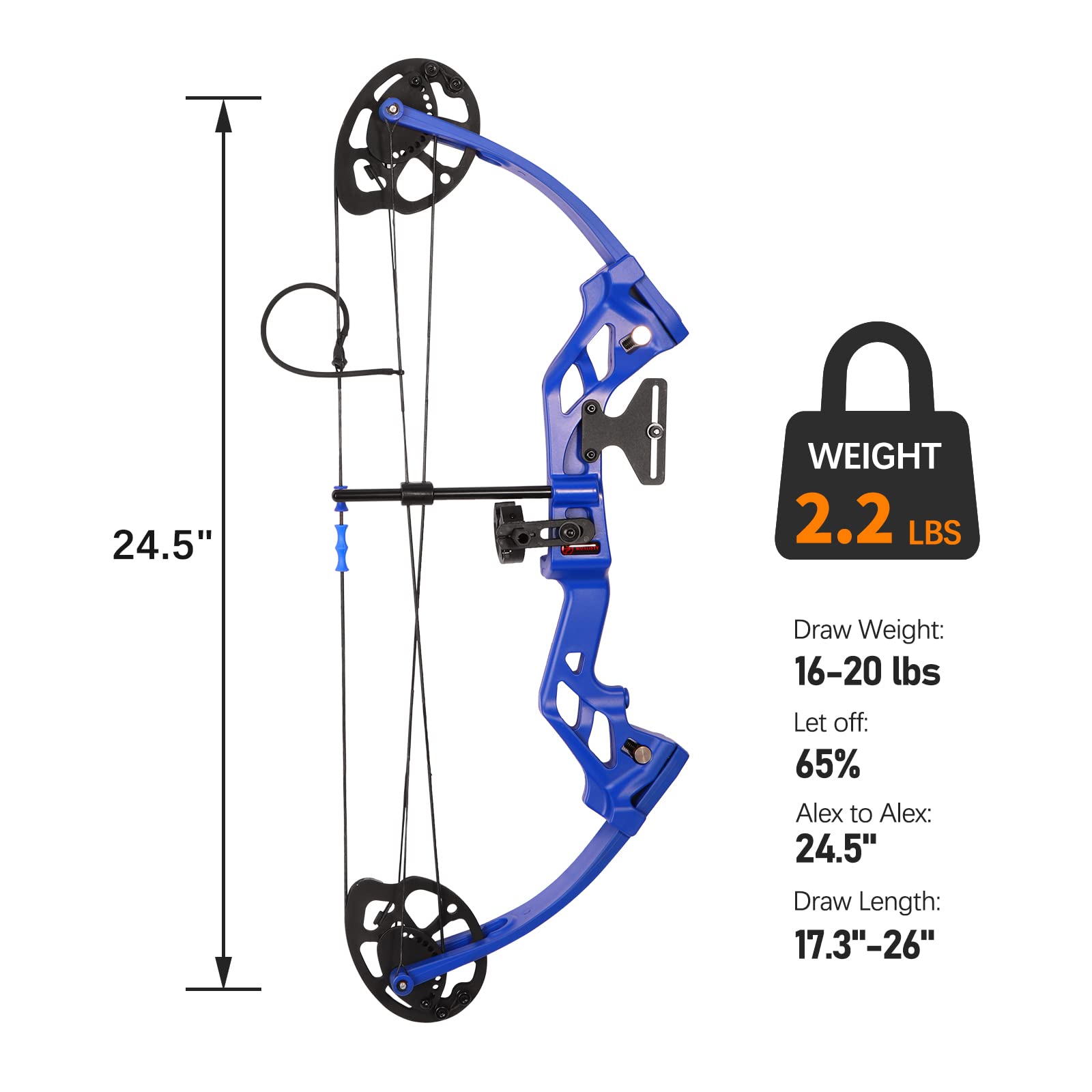 WUXLISTY Compound Bow and Archery Sets for Youth and Beginners, Right Hand Bow and Arrow for Kids 8-12, Practice Bow Kit 16-20 lbs Draw Weight, 17.3"-26" Draw Length, Lightweight Design, Blue