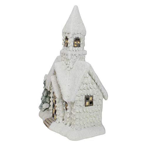 Northlight 20.25" LED Lighted White Glittered Church Christmas Decoration