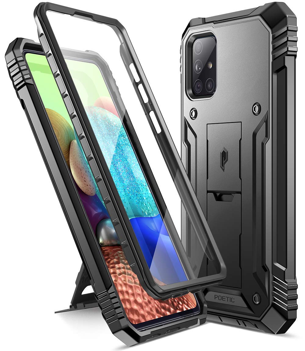 Poetic Revolution Series for Samsung Galaxy A71 5G Case, [Not Fit Verizon A71 5G UW] [Not Fit A71 4G] Full-Body Rugged Shockproof Protective Cover with Kickstand and Built-in-Screen Protector, Black