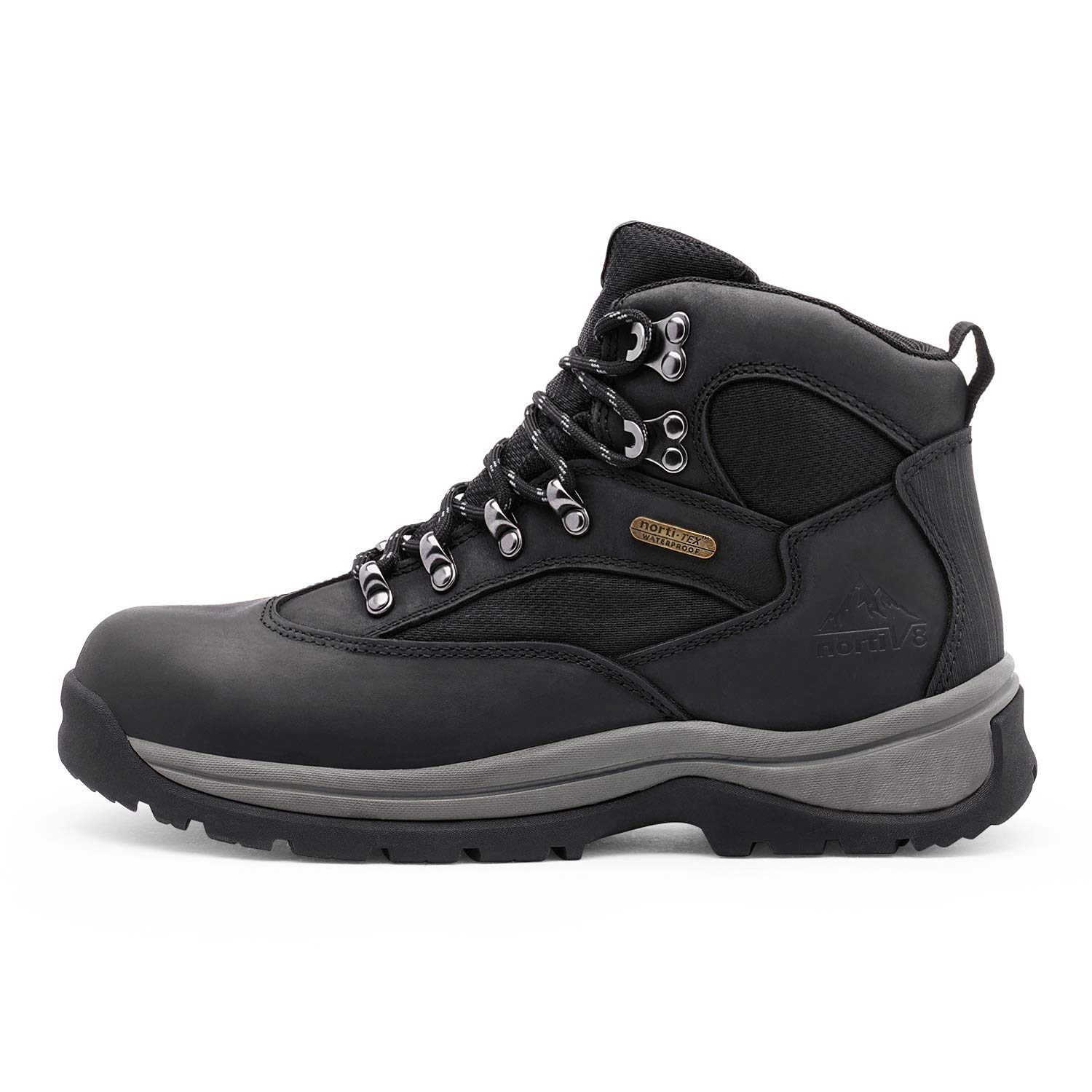 NORTIV 8 Men's Waterproof Hiking Boots Mid Ankle Leather Hiker Boots Black Size 12 M US Rockfor