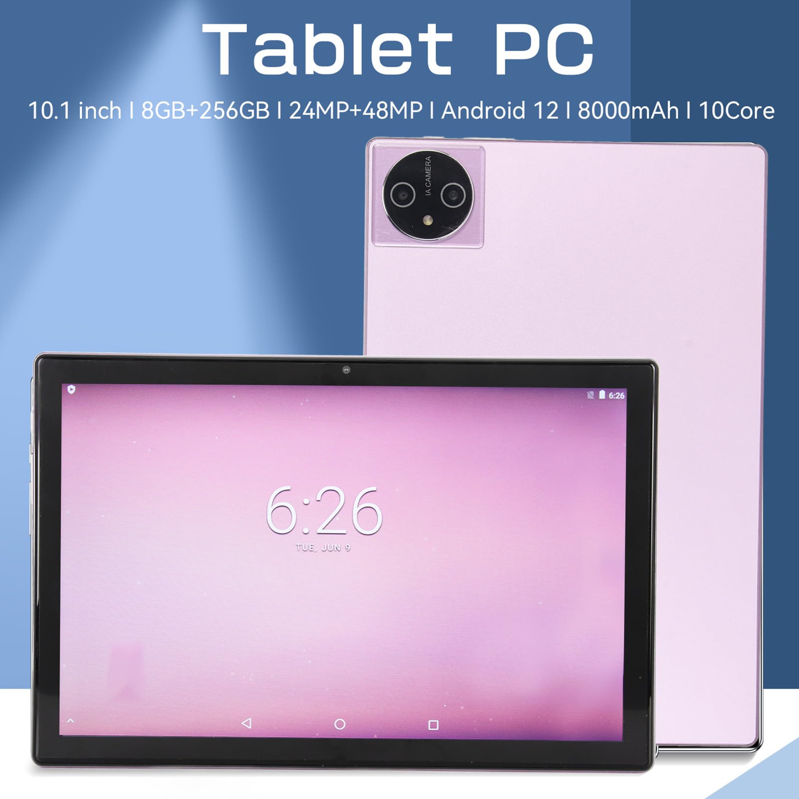 SHYEKYO 10.1 Inch Tablet, FHD 2 in 1 Tablet Support Fast Charging for Learning (US Plug)