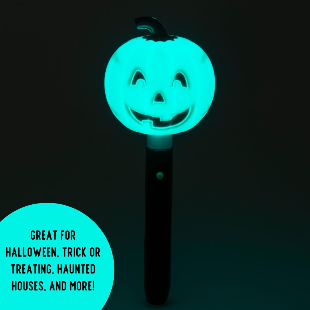 Teal Pumpkin Halloween Flashlight Glow Torch - Light Up Jack O Lantern Trick or Treat Accessory - Official Teal Pumpkin Project Gear, Let People Know your House is Allergy Freindly! Non-Candy Treat