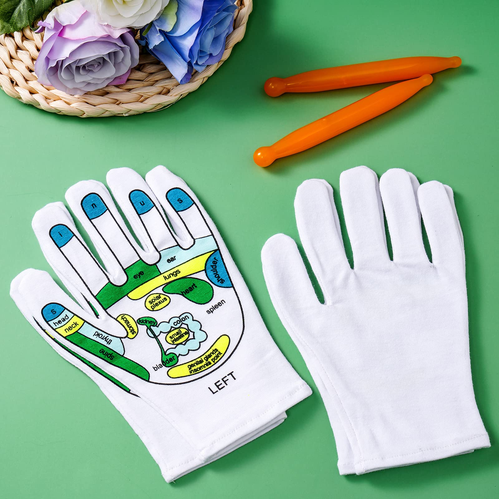 Zhanmai 2 Pairs Acupressure Reflexology Gloves Hand Spa Reflexology Tools Massage and Hydration of Hands with Point Massager Tools for Women and Men Tired Relieve