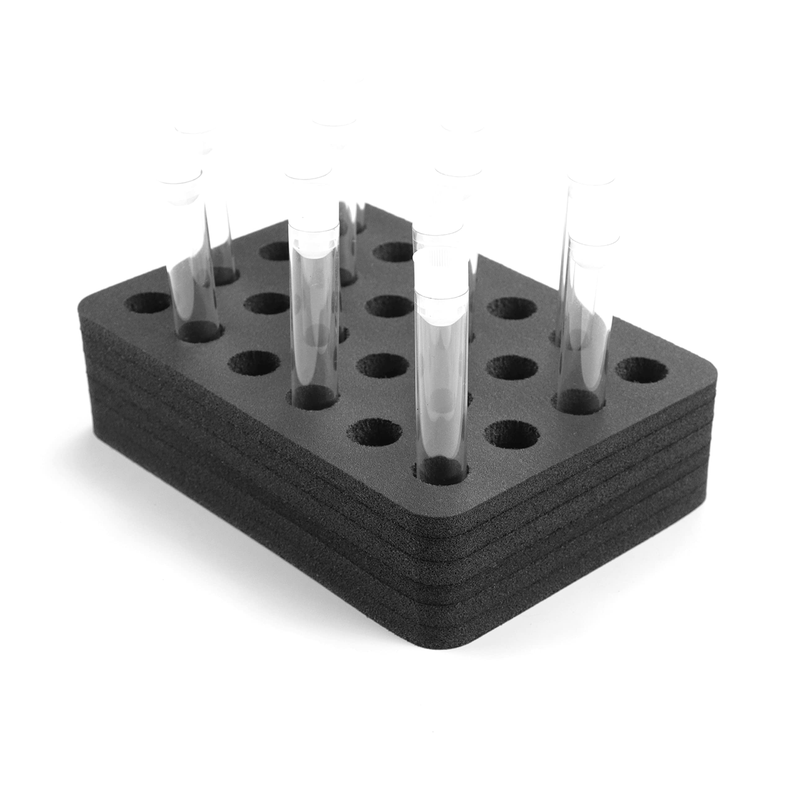 Polar Whale Test Tube Rack Durable Black Foam Storage Holder Organizer Stand Transport Holds 24 Tubes Fits up to 18mm Diameter