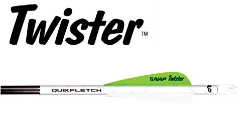 New Archery Products Quikfletch Twister 3-Inch 3-Vane Stabilizing Fletching - Green/White, 6 Pack