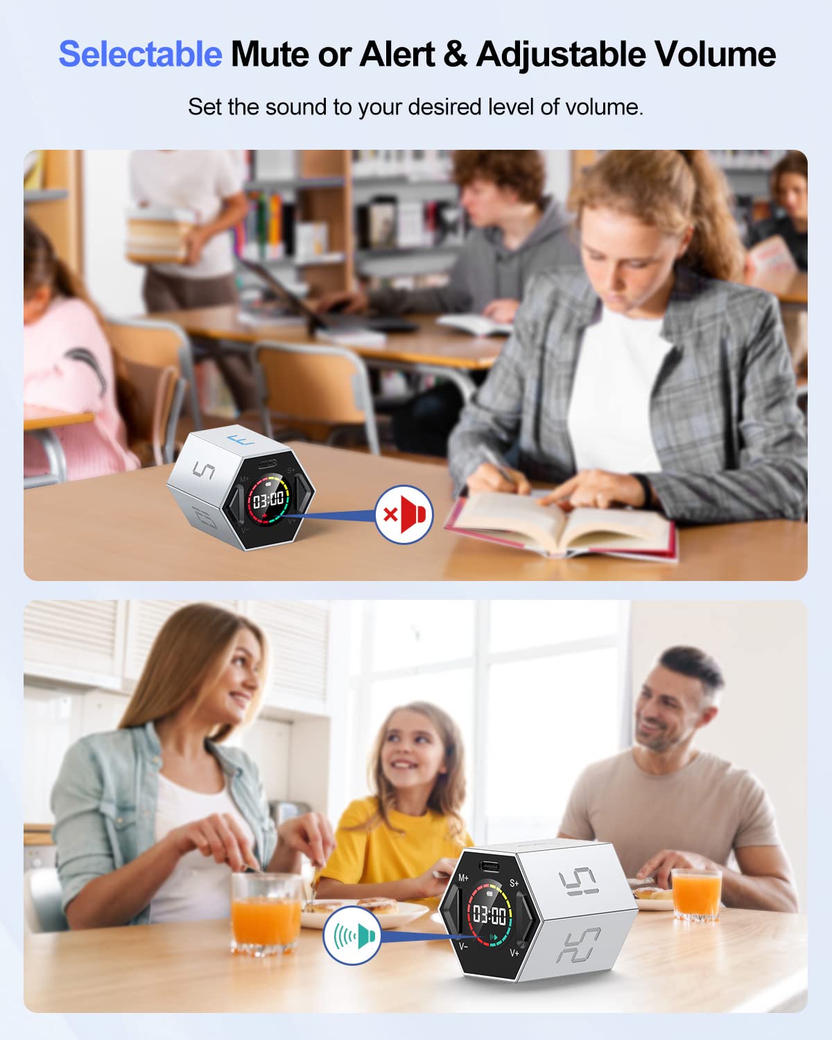 Ticktime Pro Pomodoro Timer, Productivity Cube Timer, Magnetic Flip Timer, Pause & Resume, Mute, Vibrate & Adjustable Sound Alert, for Task, Work, ADHD, 3/5/10/15/25/30min & Custom Countdown, Green