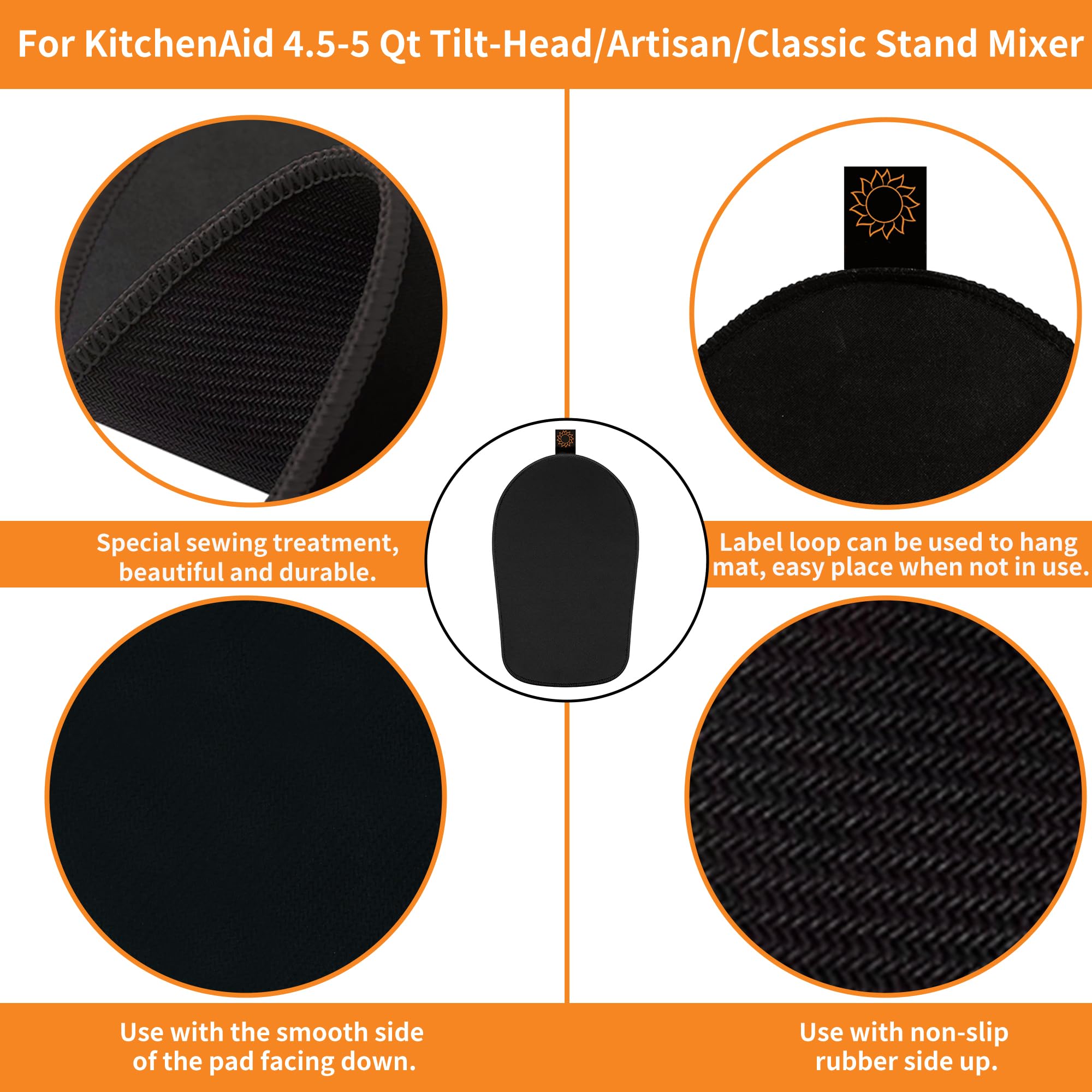 Sliding Mat for Kitchenaid Mixer, Mixer Mover Slider Mat Pad Compatible with Kitchenaid 4.5-5 Qt Tilt-Head Stand Mixer, Kitchen Appliance Slider Mat, Kitchen Aid Mixer Accessories