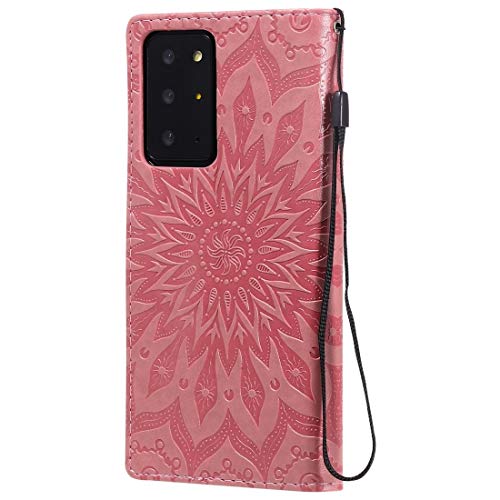 Mobile Phone Case Bag for Samsung Galaxy Note20 Ultra 5G Sun Embossing Pattern Horizontal Flip Leather Case with Card Slot & Holder & Wallet & Lanyard Back Cover Case (Color : Pink)