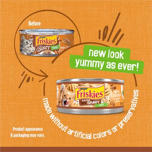 Purina Friskies Gravy Pate, Wet Cat Food Extra Gravy Pate With Chicken in Savory - (Pack of 24) 5.5 oz. Cans