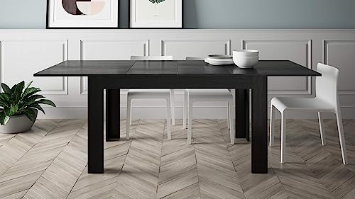 Mobili Fiver, Easy, Extendable dining table, 55,1(86,6) x35,4 in, Walnut, for 6-10 people, Expandable Dining Table for Kitchen, Italian Furniture