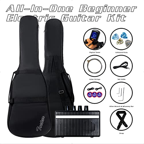 TOSTAR Electric Guitar Kit, 39 Inch Solid Right Hand Guitar Electric for Beginners with Amp + Straps + 4*Guitar Picks + 6*String Set + Tuner + Cable + Electric Guitar Bag (Sunburst)