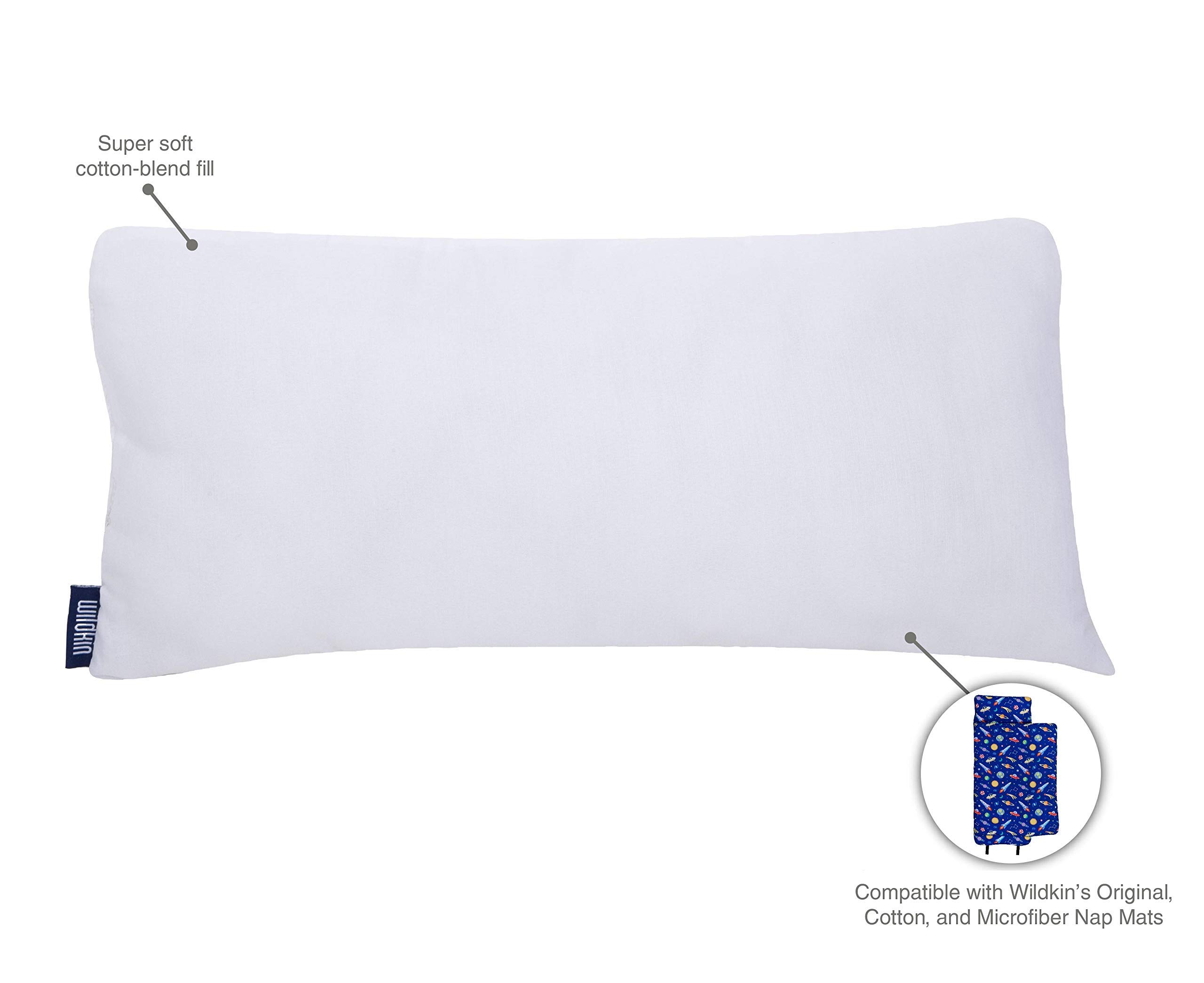 Wildkin Kids Nap Mat Pillow for Boys and Girls, Perfect Removable Replacement Pillow, Sized to Fit in Our Microfiber, Cotton & Original Nap Mats, Super Soft Cotton Blend Fill, BPA-free (White)