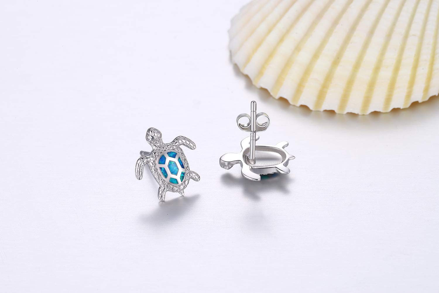 PUPILLEMON Blue Opal Sea Turtle Earrings Fine Jewelry for Women Gifts