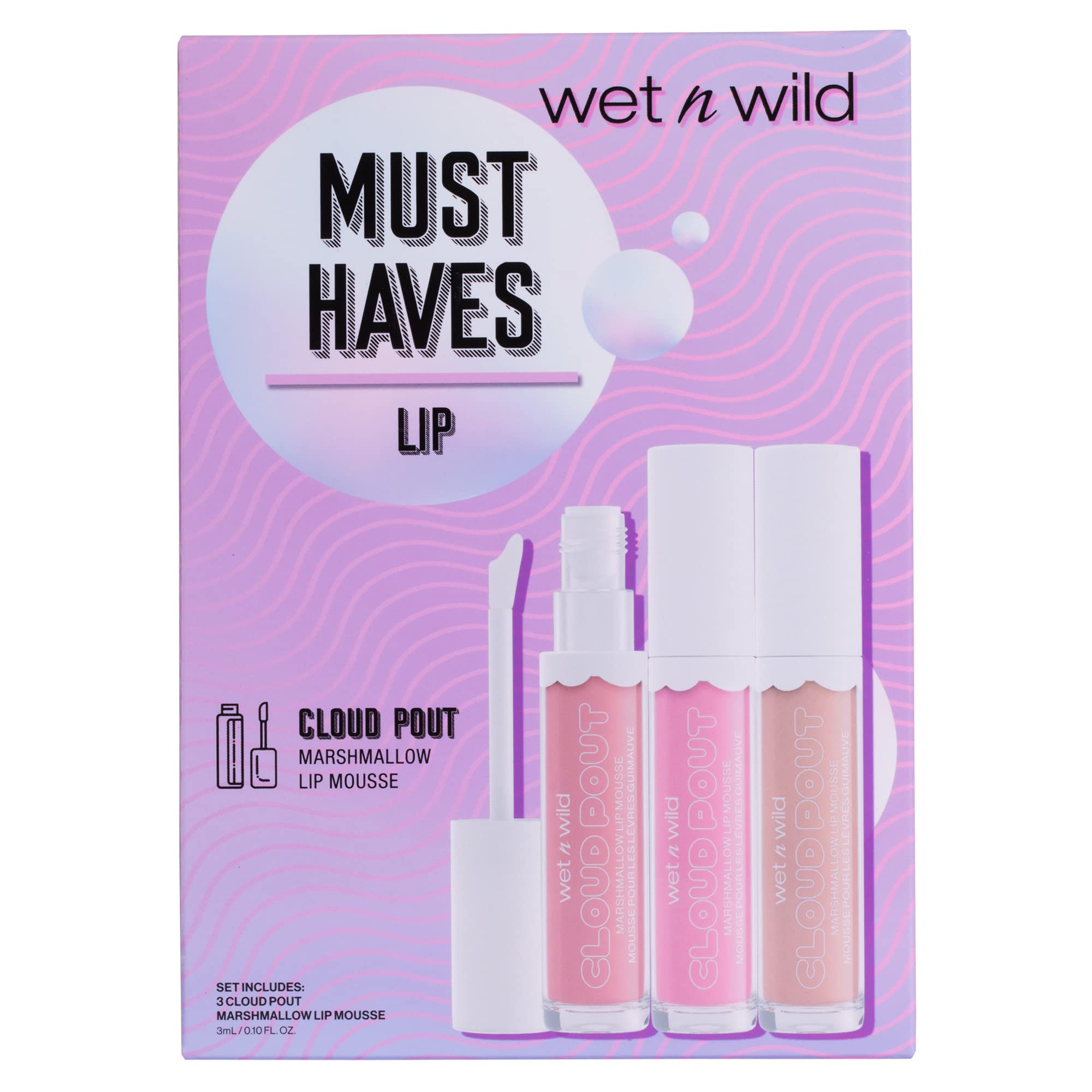 wet n wild Must-Have Lip Kit, Cloud Pout Marshmallow Lip Mousse, Matte Lip Gloss Set, Girl, You're Whipped; Fluffernutter; Cotton Candy Skies, 1180442