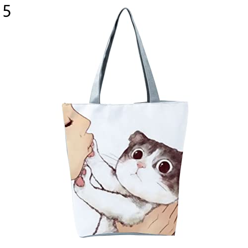 Tote Bag Kitty Print Large Capacity Young Style Women Shoulder Bag for Travel Single Shoulder Bag