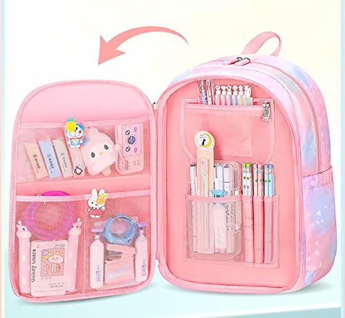 SAMAHBOE Backpack for Girls,School Backpack for Girls Pink Kawaii Backpack Cute Rainbow Bookbag Girls Backpack Pink