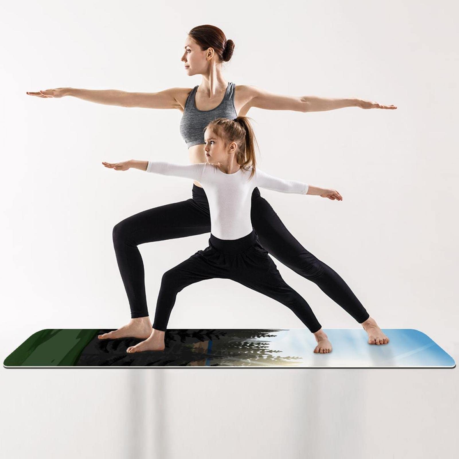 Yoga Mat, Yoga Mats for Home Workout, Workout Mat, Exercise Mats, Pilates Mat, Sun Forest Landscape Pattern