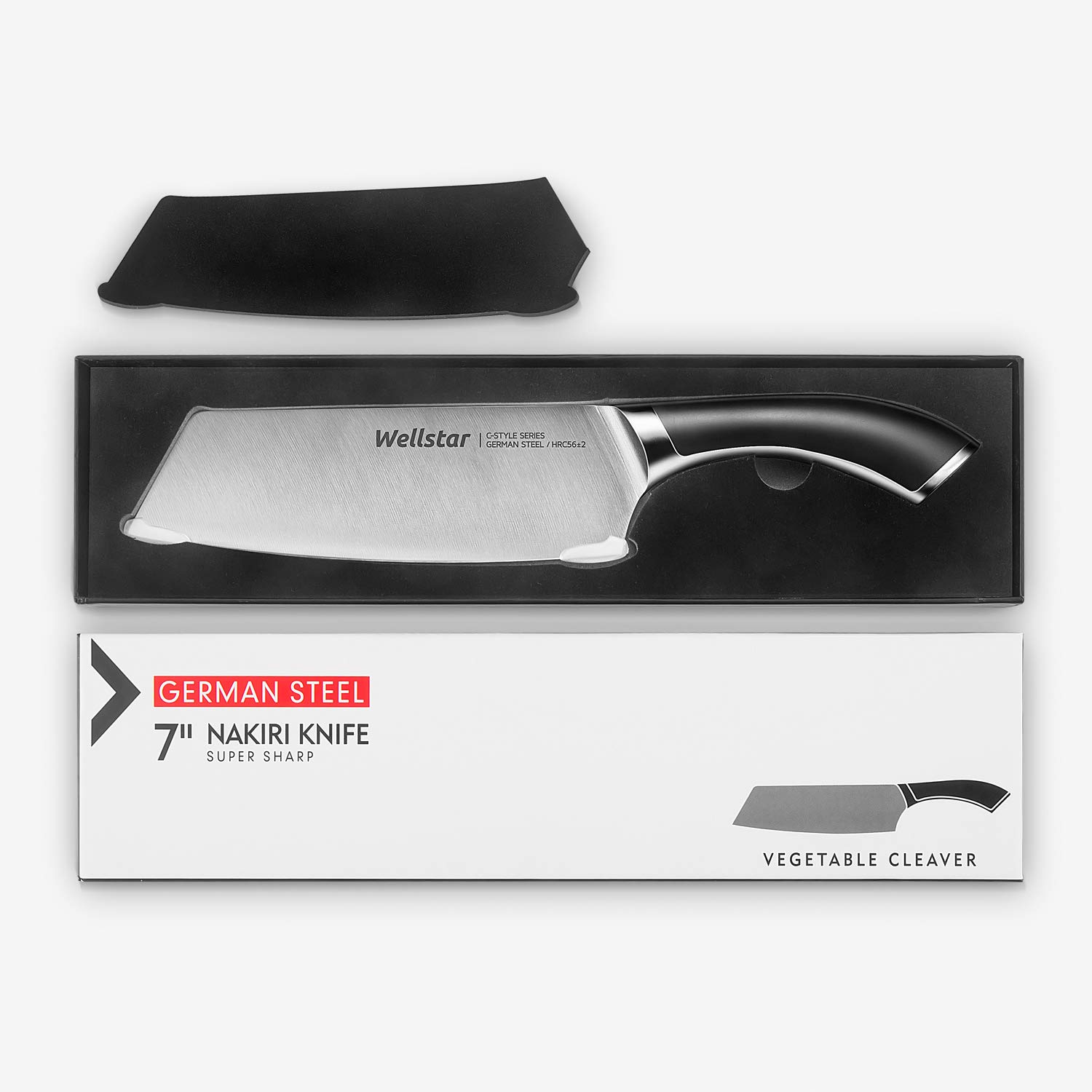 WELLSTAR Kiritsuke knife, Nakiri Vegetable Cleaver Kitchen Knife β Razor Sharp Forged German Stainless Steel Blade, Ergonomic Full Tang Handle, Multipurpose Use for Home Restaurant β Gift Box