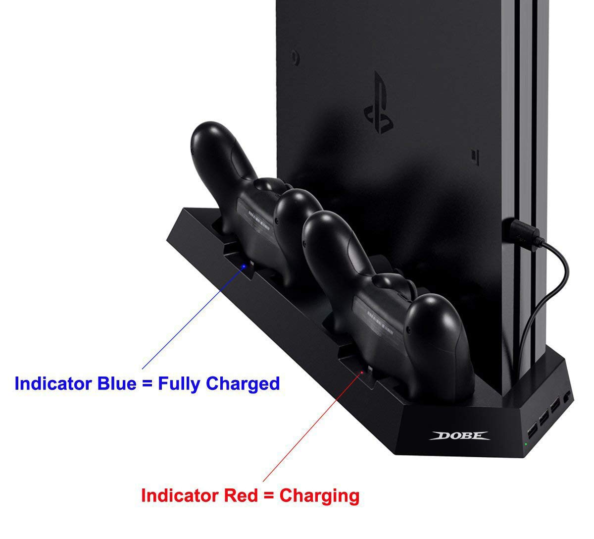 PS4 Universal Controller Charger KINGTOP PS4/PS4 Pro/PS4 Slim Fan Cooler Vertical Stand Dual Charging Station