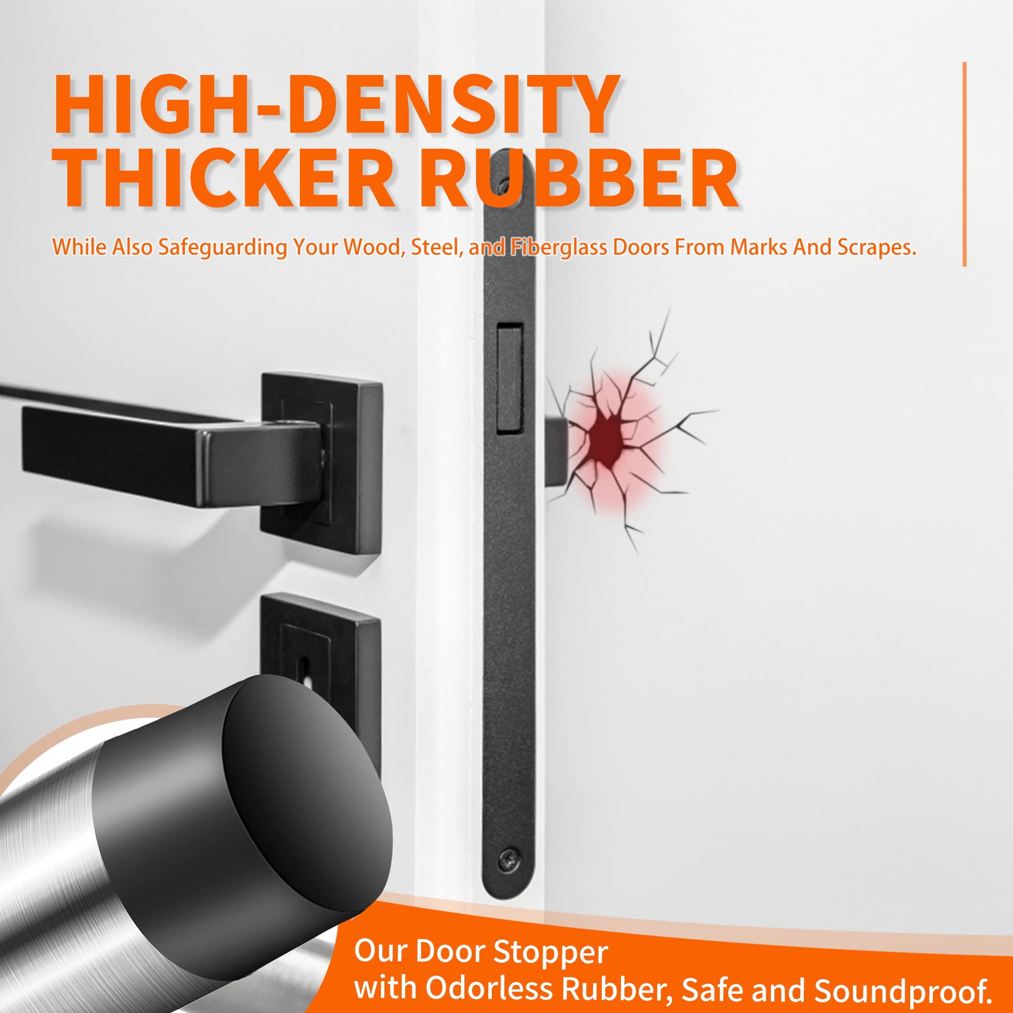 TPOHH 3 Inch Height Zinc Alloy Floor Mount Bumper, Gooseneck Door Stop with Rubber Bumper – Protects Walls from Door Knob Damage