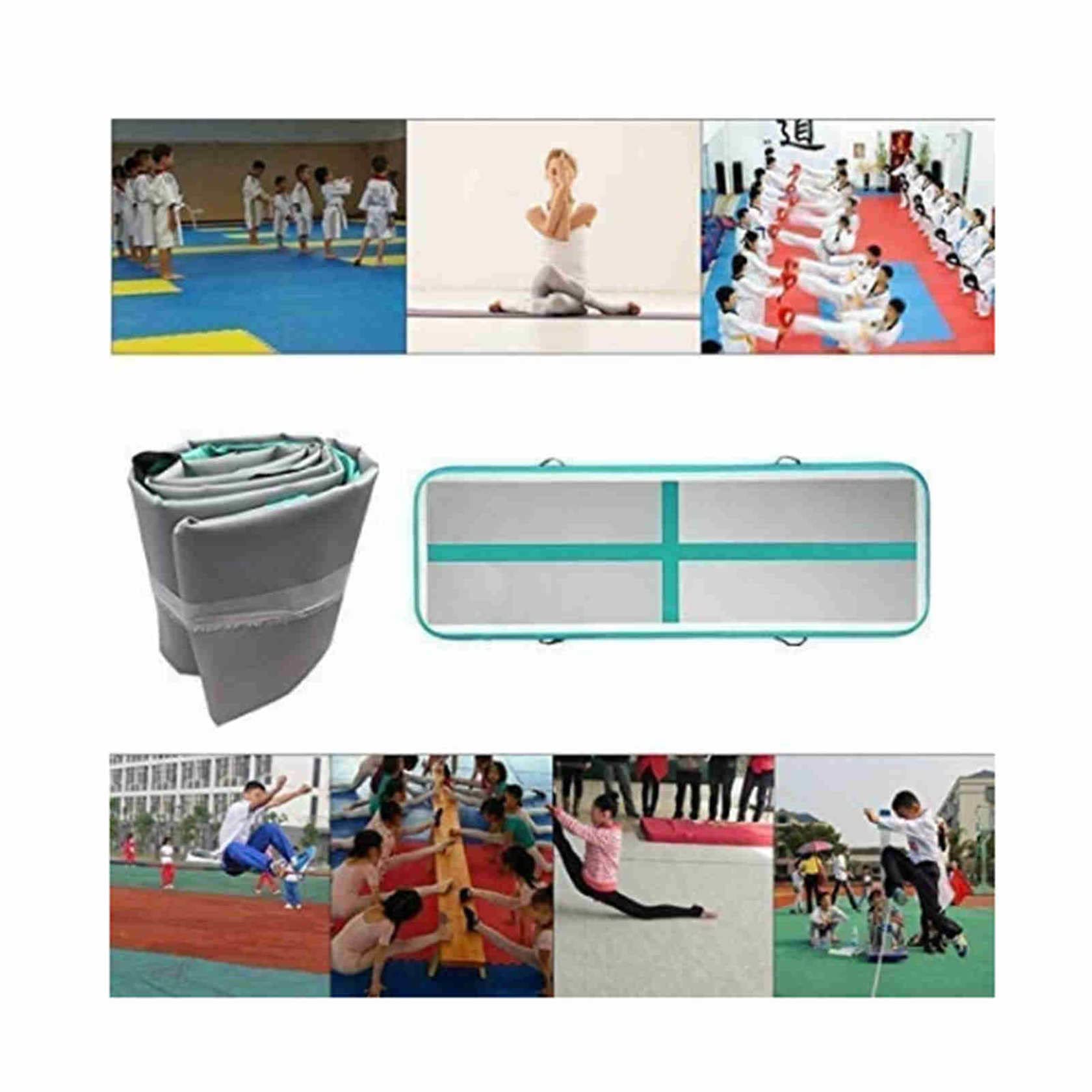 YUEBM Inflatable Air Gymnastics Mat Training Mats Gymnastics Tracks?3.3ft/6.6ft/9.8ft with Electric Air Pump for Home Use/Training/Cheerleading/Yoga (Green,3*1*0.1m)