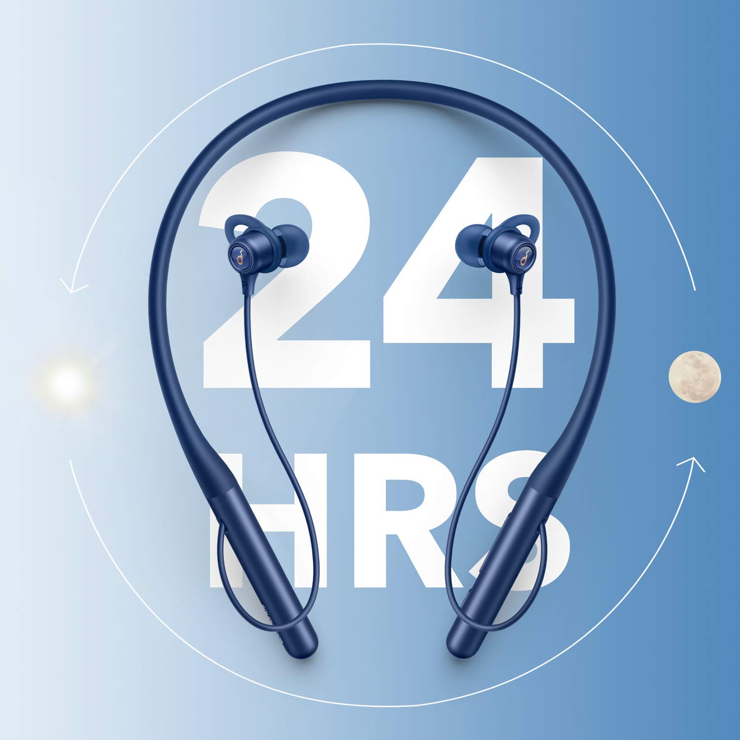 Soundcore Anker Life U2 Bluetooth Neckband Headphones with 24 H Playtime, 10 mm Drivers, Crystal-Clear Calls with CVC 8.0, USB-C Fast Charging, Foldable & Lightweight Build, IPX7 Waterproof